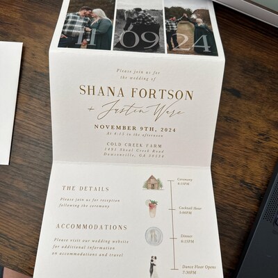 Tri Folding Wedding Invitation, Tri Fold Invite, Minimal Wedding ...