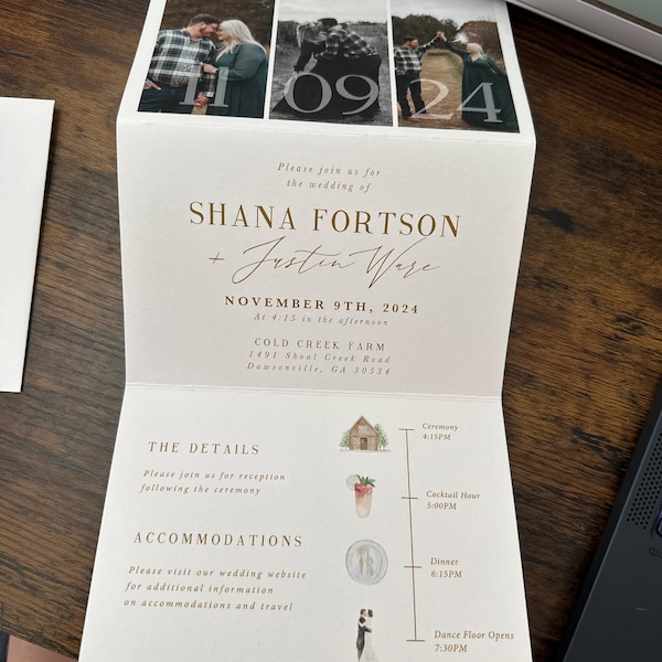 Tri Folding Wedding Invitation, Tri Fold Invite, Mountain Wedding ...