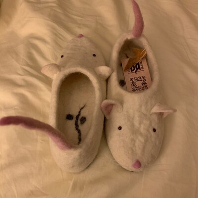 Rat Wool Felted Slippers, Mice, Custom Mouse, Warm Clogs, Natural Wool ...