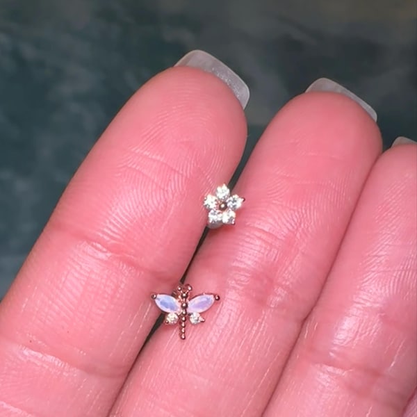 16G Tiny Shell Flower Stud Earring Helix Conch Cartilage Ear Studs ...