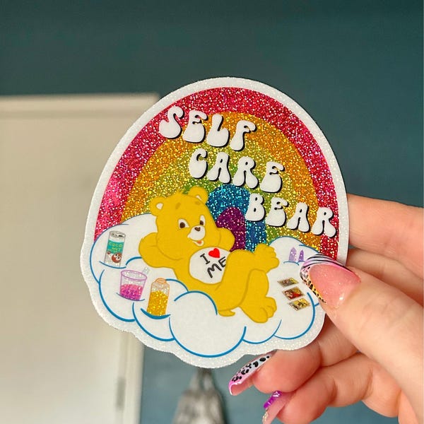 Self Care Bear Sparkle Sticker...sticker... 80s...vinyl Sticker... Cute ...