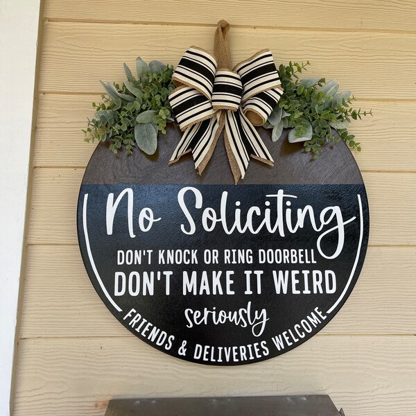 Front Door Decor | No Soliciting Sign | Year Round Wreath | Funny Front ...