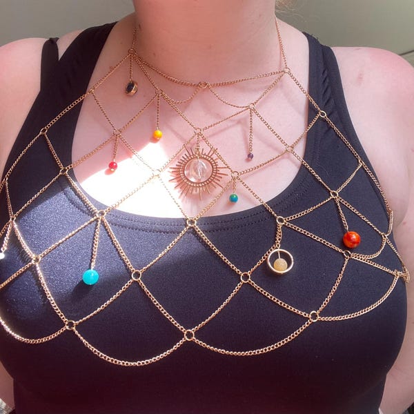 Solar System Body Chain | Planet Mesh Jewelry | Celestial Grid ...