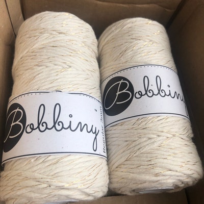 Bobbiny Golden Natural Macrame Cord 3mm, 108 Yards 100 Meters Single ...