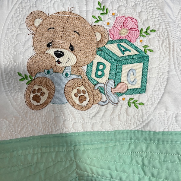 Cute BEAR Embroidery Design, Baby Boy Bear Machine Embroidery Design ...