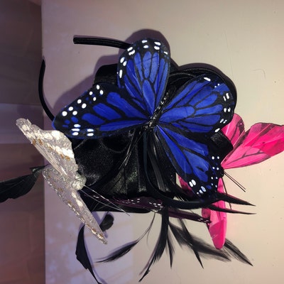 Butterfly Headpiece, White Monarch Butterfly Theme, Derby Fascinator ...