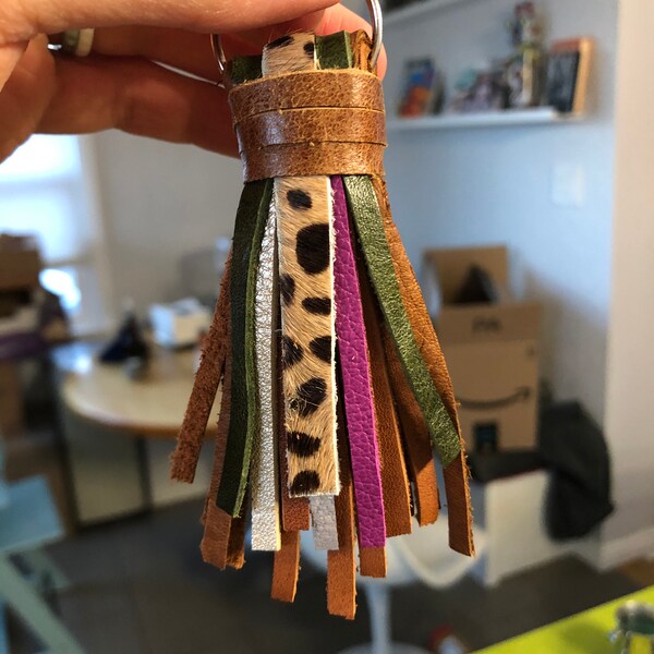 Large Genuine Leather Tassel, Cheetah Tassel, Leather Tassel, Leopard ...