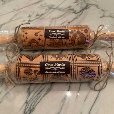 Nativity Engraved Rolling Pin CHRISTMAS Cookies Embossing Rolling Pin ...
