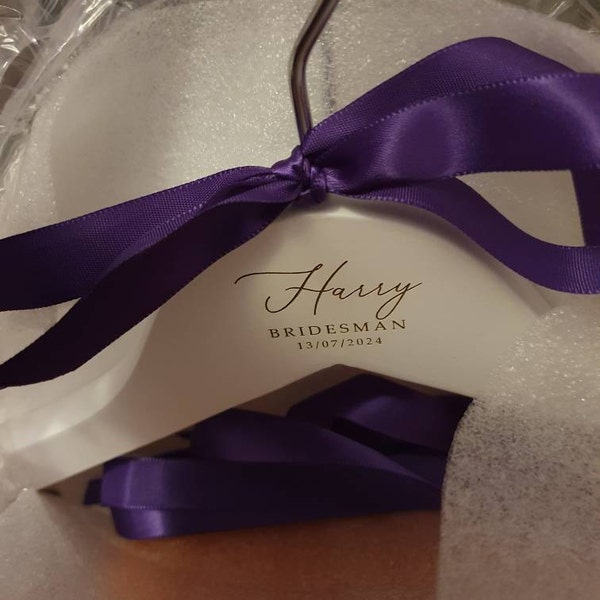 Engraved Hangers for Wedding, Personalised White Coat Hanger for Bride ...