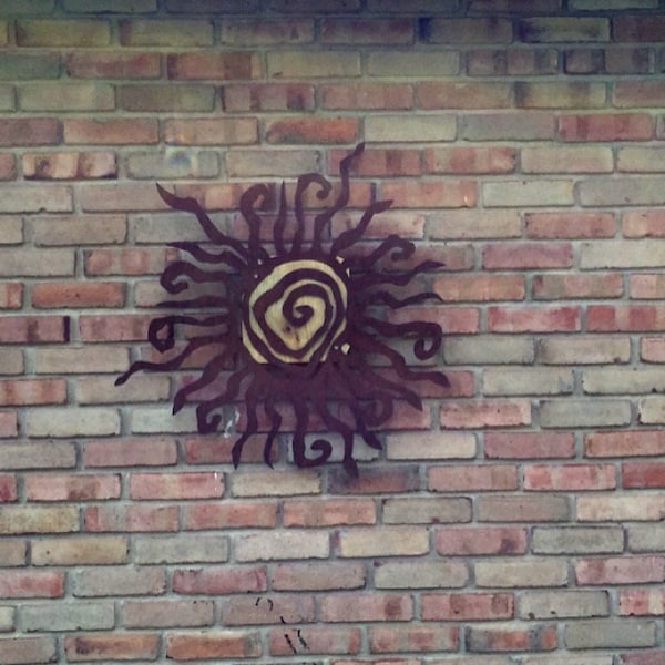 Rustic Sun Indoor/outdoor Wall Decor 30" Recycled Steel Custom SUN - Etsy