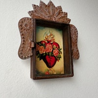 Rustic Mexican Tin Nicho Mano Poderosa Powerful Hand Wall Hanging Folk ...