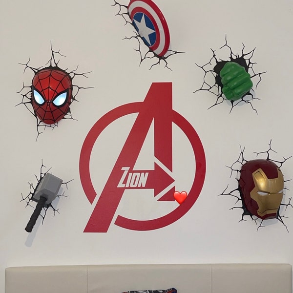 Personalised Avengers Superhero Inspired Kids Name Wall Vinyl Decal ...