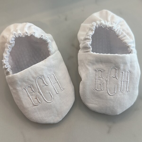 Monogrammed Infant Baptism Crib Shoes - White - Baby, Christening ...