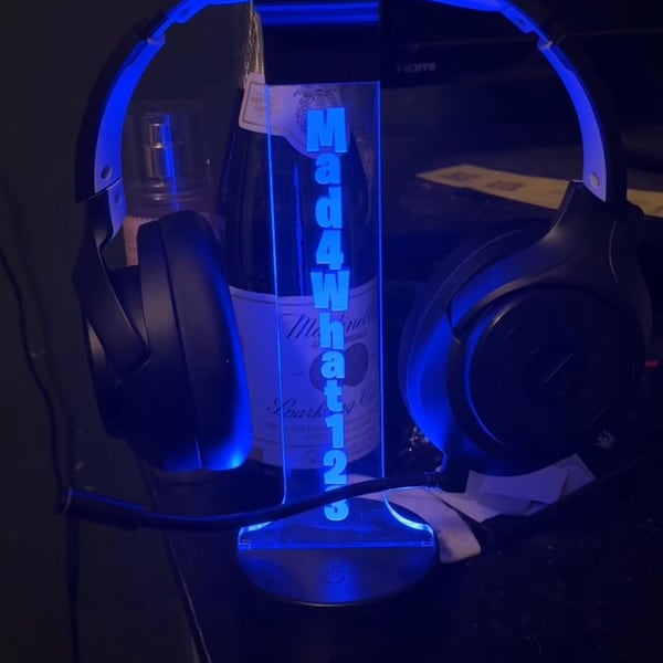 Personalized Headphone Stand, Custom Gamertag Light Sign Headset Holder ...
