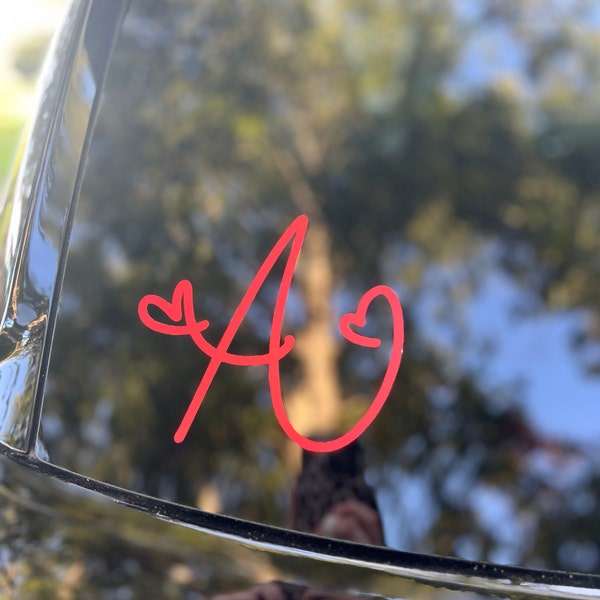 Decal | CUTE Single Initial Decal | Initial With Heart Loop Accent ...