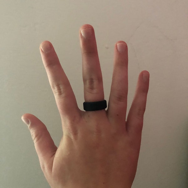 8mm Black Silicone Wedding Band Unisex Rubber Activity Ring - Etsy