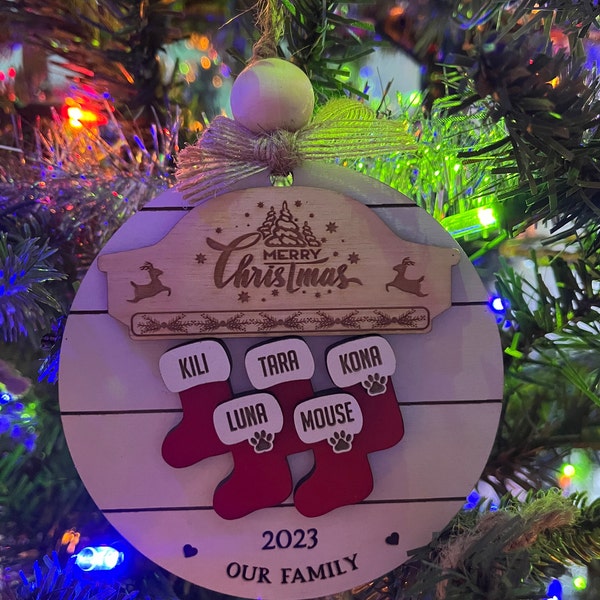 Custom Wooden Family Christmas Ornament 2023 3dlaser Cut Personalized ...