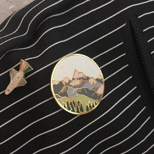 Mountains Enamel Pin | Pin Badge | Hard Enamel Pin | Gold Enamel Lapel ...