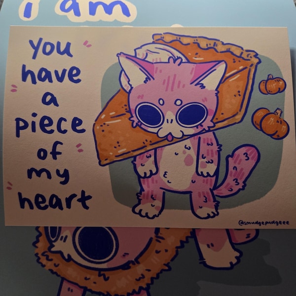 Cute Pie Cat POST CARDS, Themed Cats, Handmade Prints, Decoration, Art ...