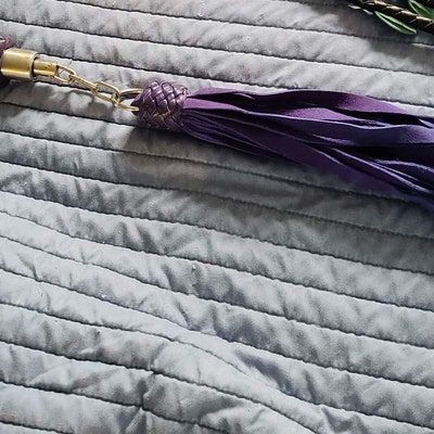 Real Genuine Cow Hide Suede Leather Flogger 25 Falls Purple Nunchaku ...
