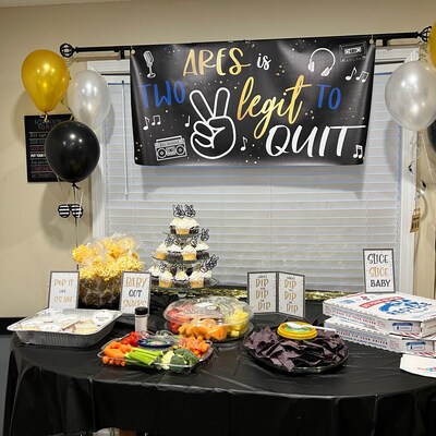 Two Legit to Quit, Two Legit Birthday Decor, 2 Legit Birthday Banner ...