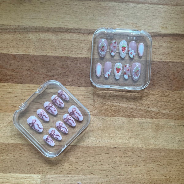 Miffy Press on Nails / Chrome Nails / Korean Nails / K-pop Nails / Bow ...