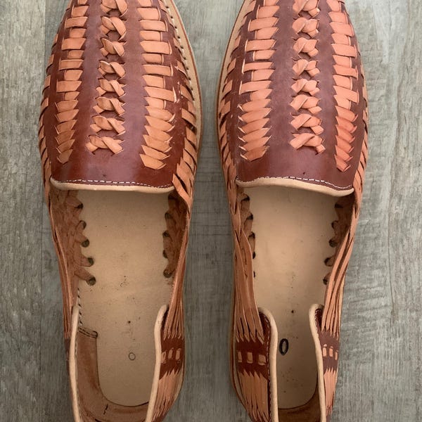 Lace up Mexican Huarache. Leather Solid Color Shoes. Men’s Mexican ...