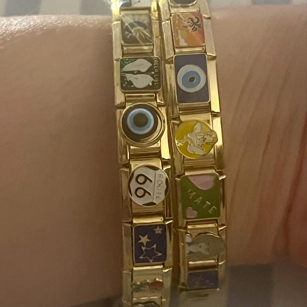Gold Italian Bracelet, Custom Gold Italy Charms, Personalized Italian ...