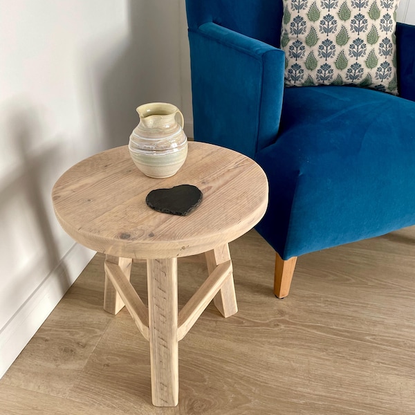 Rustic Wooden Bedside Table Nightstand Side Stool Hallway Furniture ...