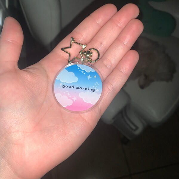 Good Morning Good Night Double Sided Acrylic Keychain - Etsy