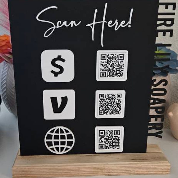 Three QR Code Baking Sign, Cute Custom Tabletop Social Media Sign With ...