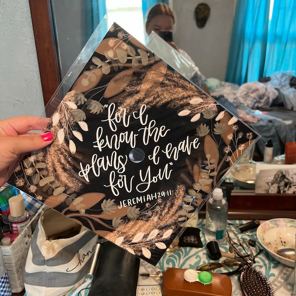 Customizable Floral Grad Cap Decoration Self-adhesive Boho Pampas Grass ...