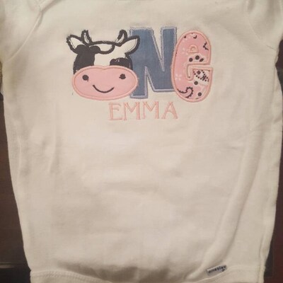 Cow Birthday Applique Number One Machine Embroidery Design Instant ...