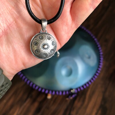 Handpan Pendpan-mini Pendant Necklace Sterling Silver Vintage Handmade ...