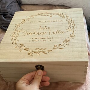 Personalised Wooden Baby Box, Engraved Baby Box, Baby Memory Box ...