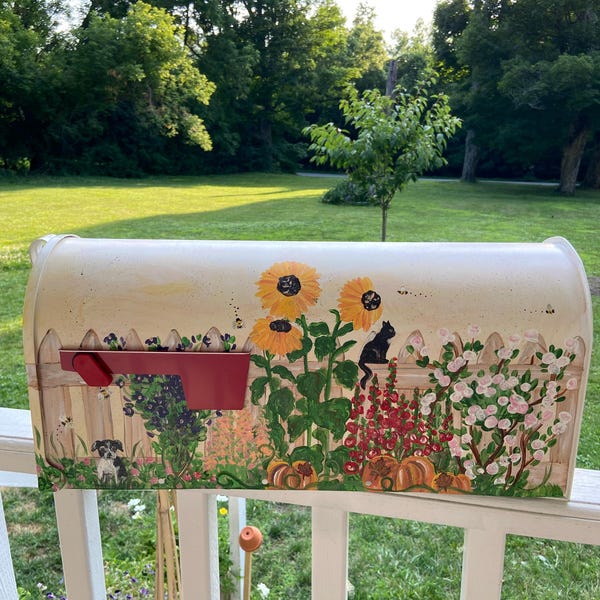 Hand Painted Mailbox, Medium Mailbox, Wildflowers, Wildlife, Floral ...