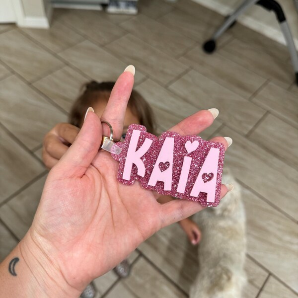 Backpack Name Tag Acrylic Keychain Personalized Acrylic Name Tag Diaper ...