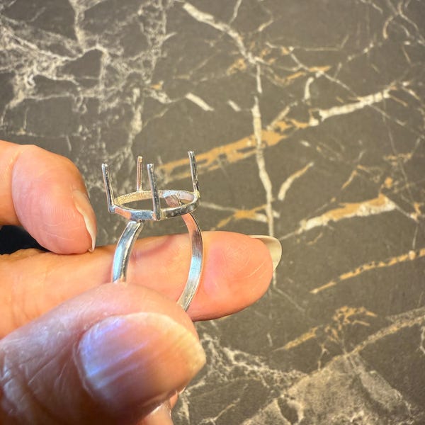 925 Sterling Silver Double Wire Plain Bezel Cup Open Blank Collet Oval ...