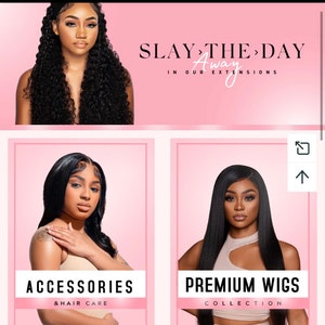 DIY, Premade Hair Website Banner Kit, Shopify, Hair Extensions, Wig ...