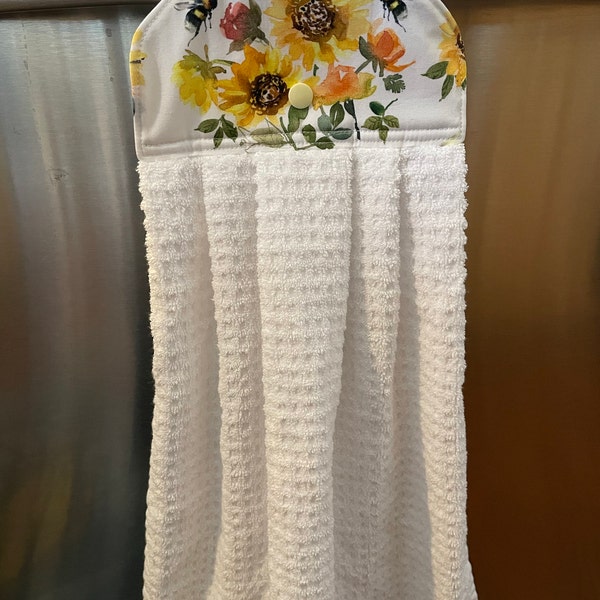 Honey Bee and Sunflower Hanging Kitchen Towel With Holder, Fun Bathroom ...