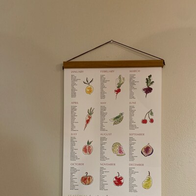 Seasonal Fruits and Veggies Calendar,kitchen Wall Decor,healthy ...