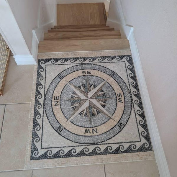Coconut Palm Tree Backsplash Round Medallion Mosaic Tiles. Hand Cut ...