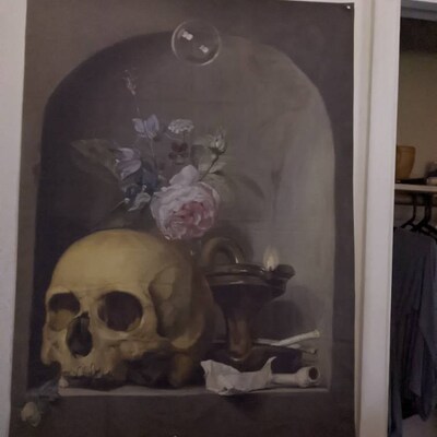 Skull and Roses Gothic Tapestry Vanitas Vanitatum Memento Mori Art ...