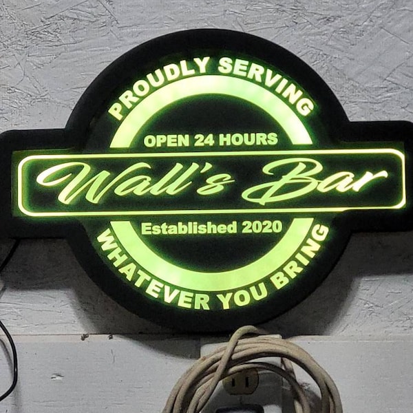 Custom Open Bar Led Wall Sign Neon Like - Color Changing Remote Control ...