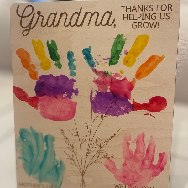 Flower Handprint Art Gift Mothers Day Gift Gigi Handprint Art DIY Hand ...