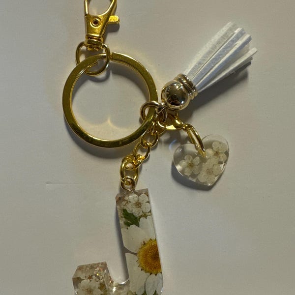 Custom Purple Flower Resin Keychain, Personalized Pressed Dried Floral ...