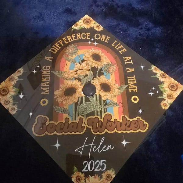 Personalized Social Worker Graduation Cap Topper, MSW Graduation Cap ...