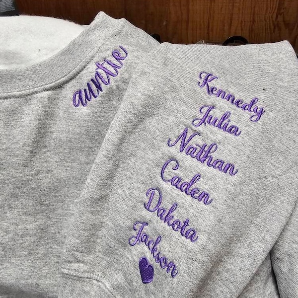 Custom Embroidered Auntie Sweatshirt, Personalized Embroidery Aunt ...