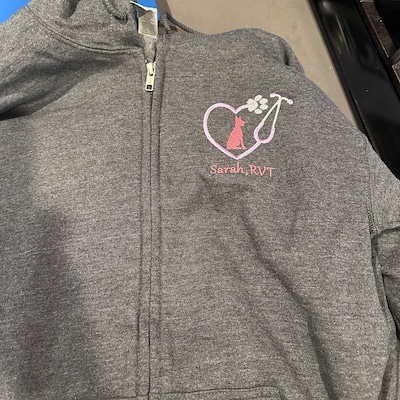 Full Zip Vet Tech Jacket With Sleeve, Vet Assistant Hoodie With Pockets ...