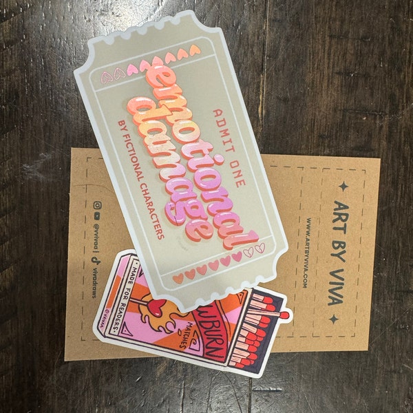 Emotional Damage Ticket Sticker: Bookish Kindle Sticker - Etsy